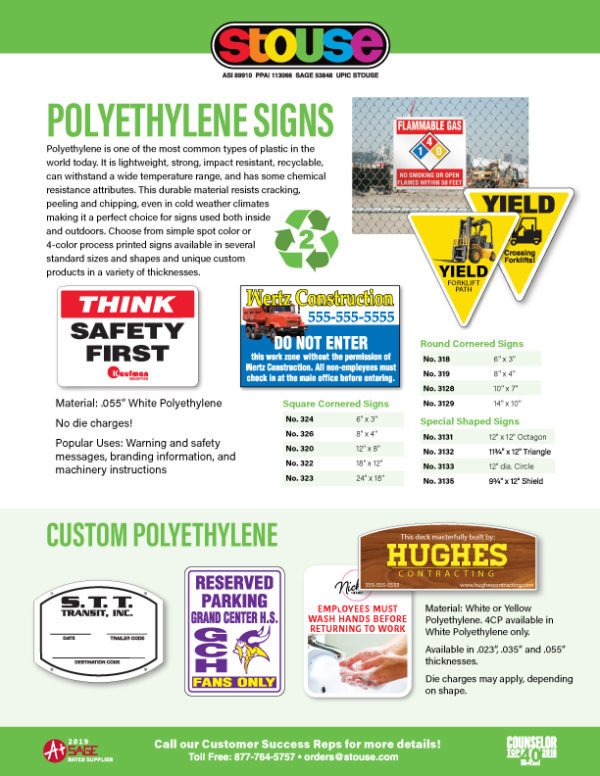 Polyethylene Signs | Email - Stouse